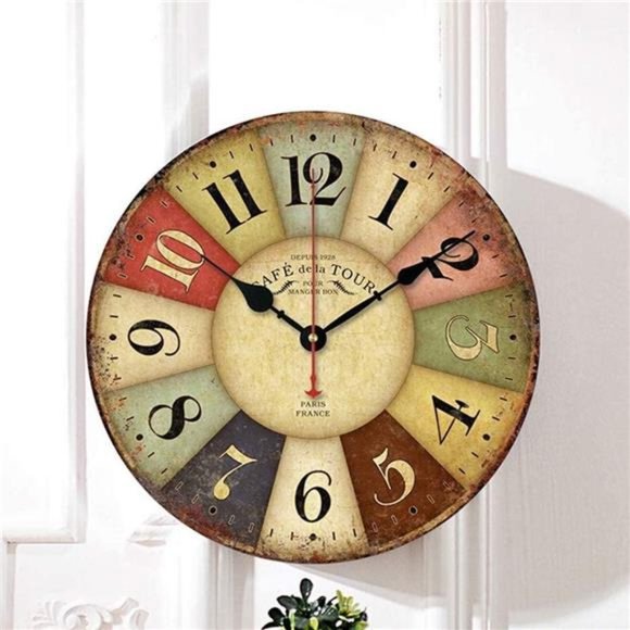 Wall Decor | 12inch Thick Wood Kitchen Wall Clock Retro Farmhouse Clock ...